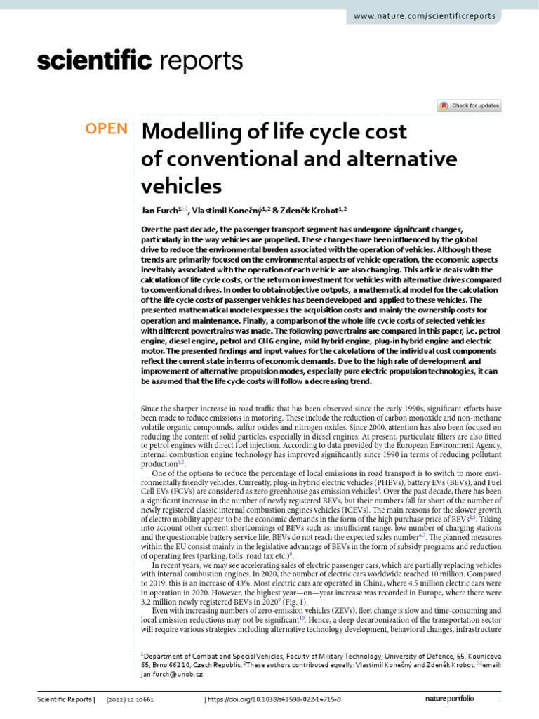 Life Cycle Cost Analysis of Vehicles | PDF | Electric Vehicle | Hybrid ...