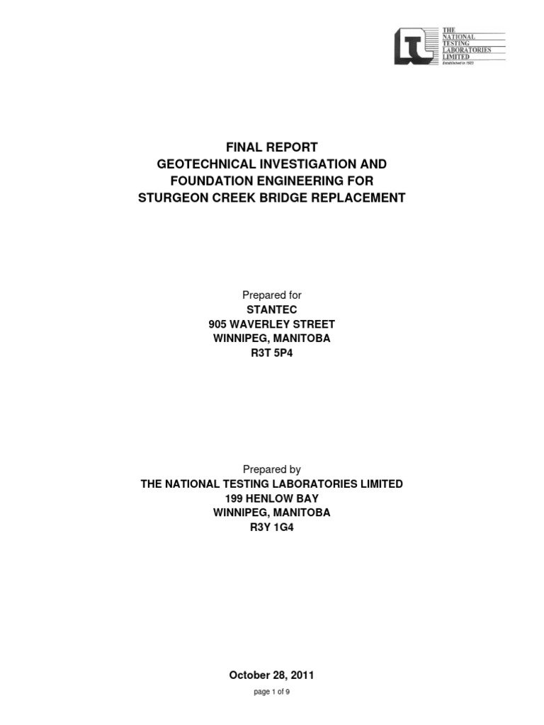 1021-2011 Appendix D-Geotechnical Investigation | PDF | Deep Foundation | Soil Mechanics