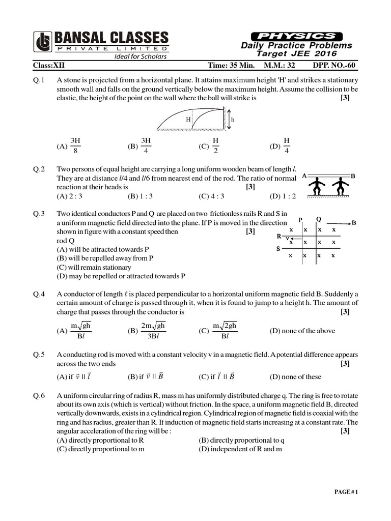 Dpp (60-62) 12th Physics_E_WA | PDF | Rotation Around A Fixed Axis | Magnetic Field