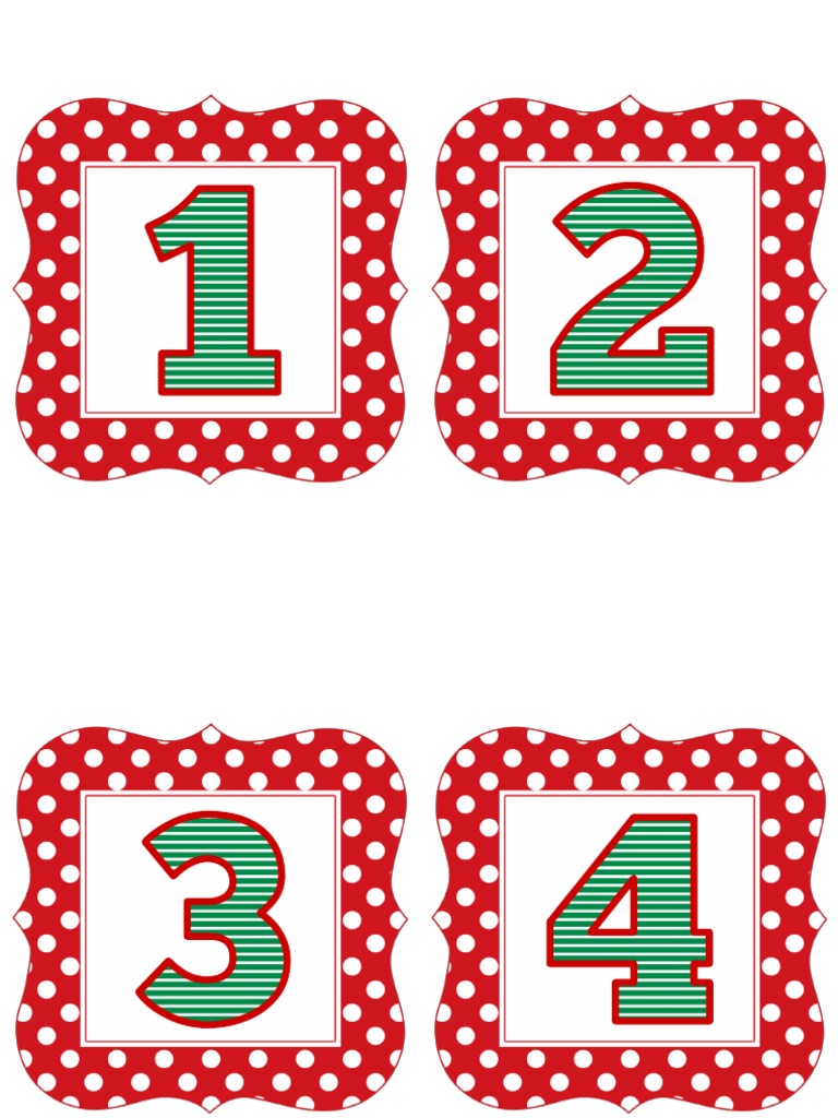 Red Polka Christmas Numbers 1-50 | PDF
