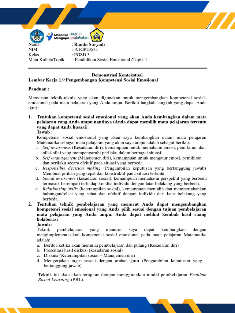 Demonstrasi Konstektual-Randa Suryadi T.1 | PDF | Karier & Perkembangan | Pengembangan Diri