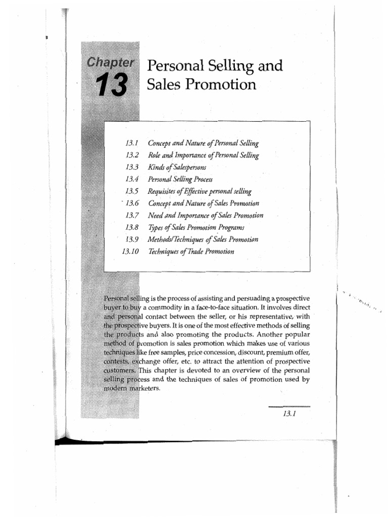 Personal Selling and Sales Promotion | PDF