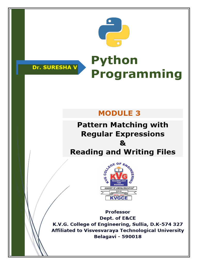 Python Progr Module 3 - 6th EC by 21EC643 | PDF | Regular Expression ...