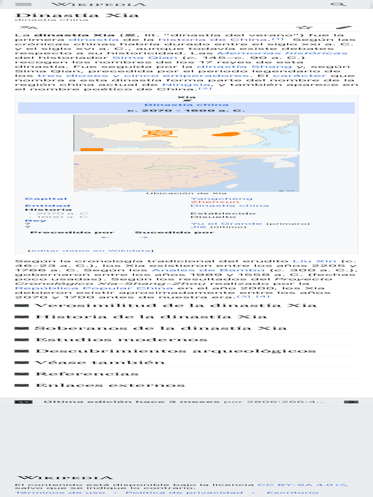 Dinastía Xia - Wikipedia, la enciclopedia libre | PDF