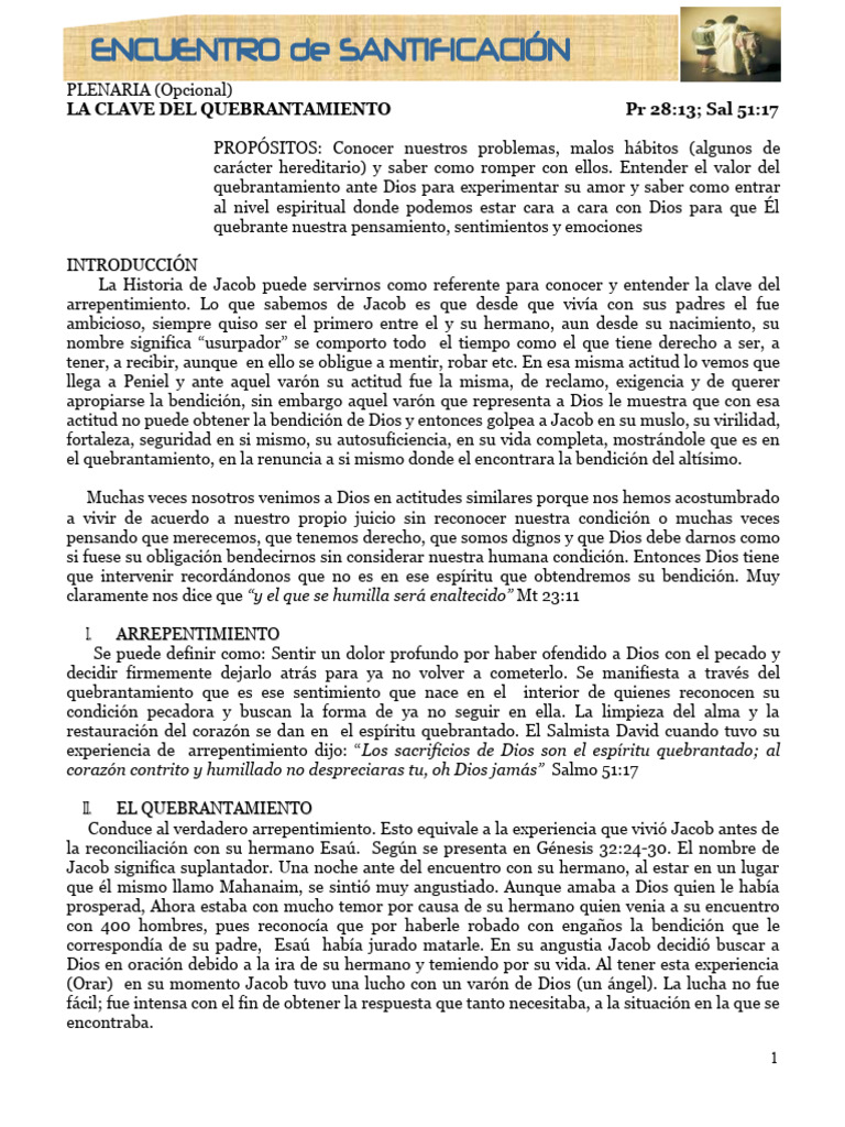Plenaria Peniel La Clave Del Arrepentimiento | PDF | Jacob | Oración