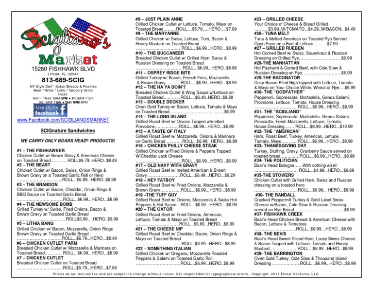 Store Menu Oct 2011 Front Side | PDF | Tomato Sauce | Cuisine