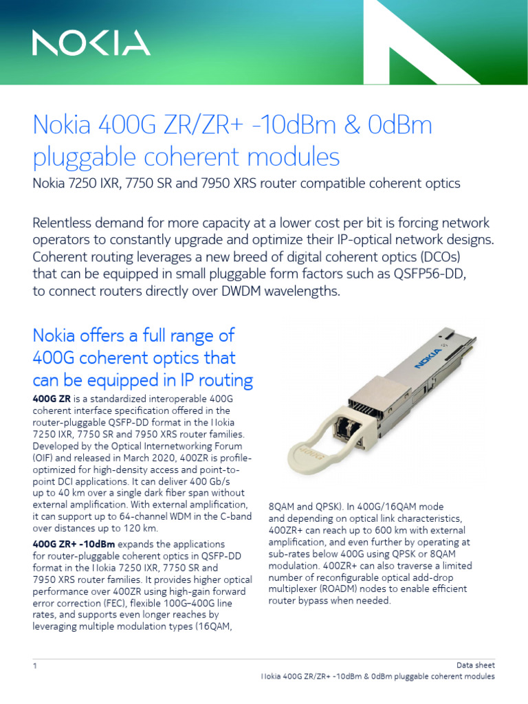 Nokia Routers Pluggable Coherent Modules Data Sheet EN | PDF ...