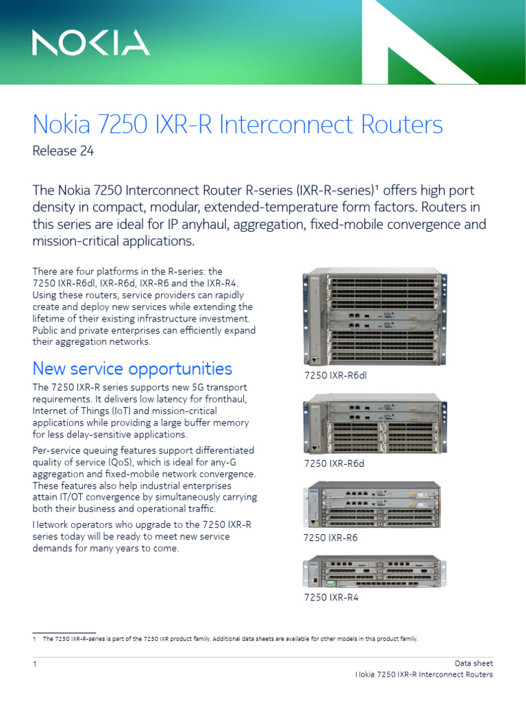 Nokia 7250 IXR R Interconnect Routers Data Sheet EN | PDF | Virtual ...