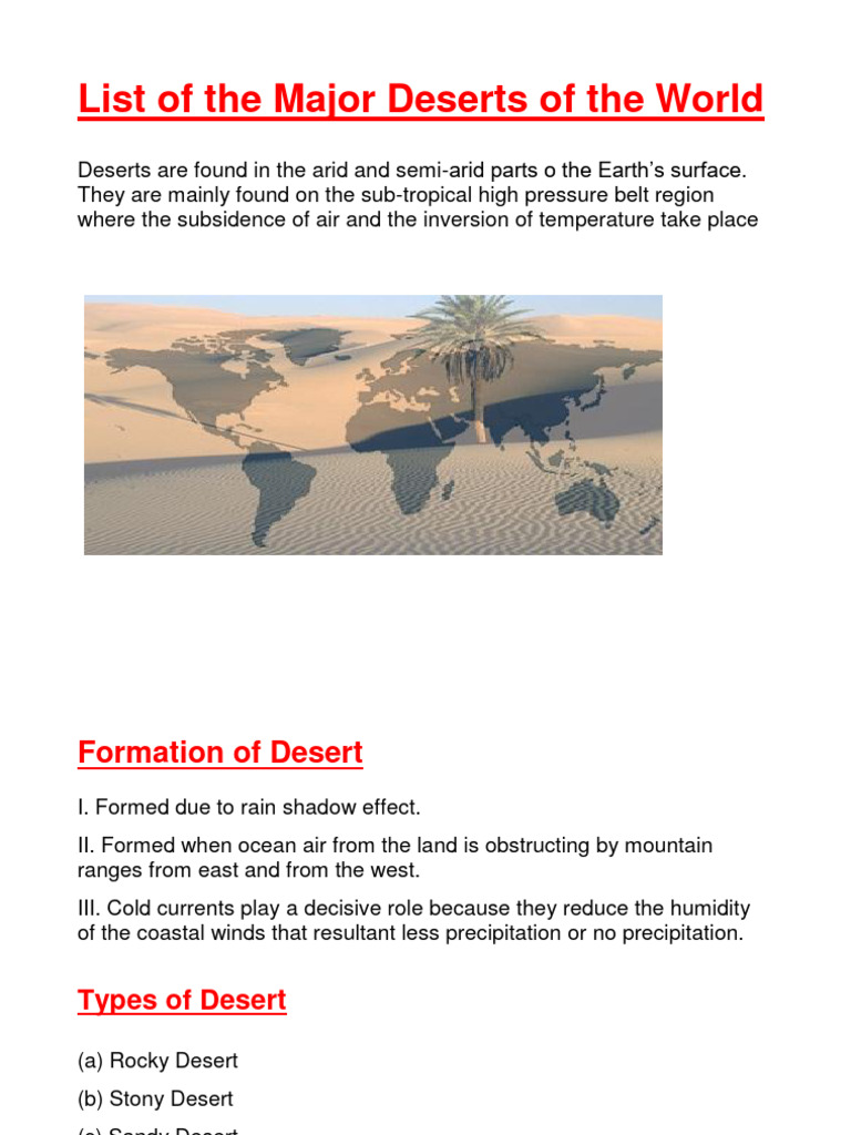 Major Deserts of The World | PDF | History