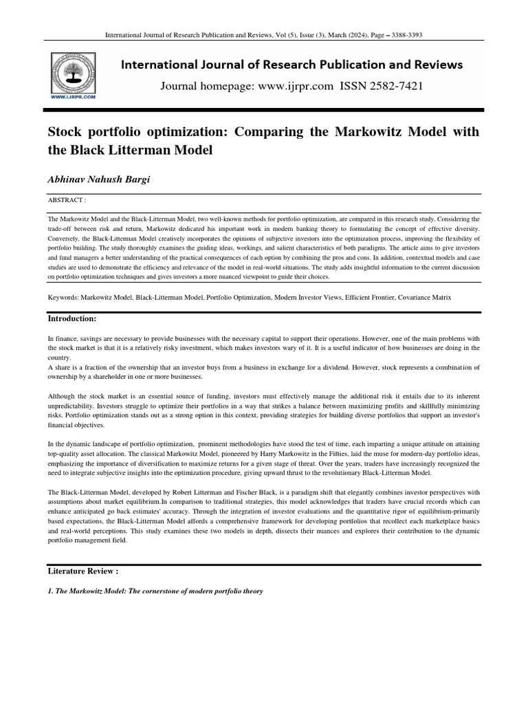 Published Paper | PDF | Modern Portfolio Theory | Investing