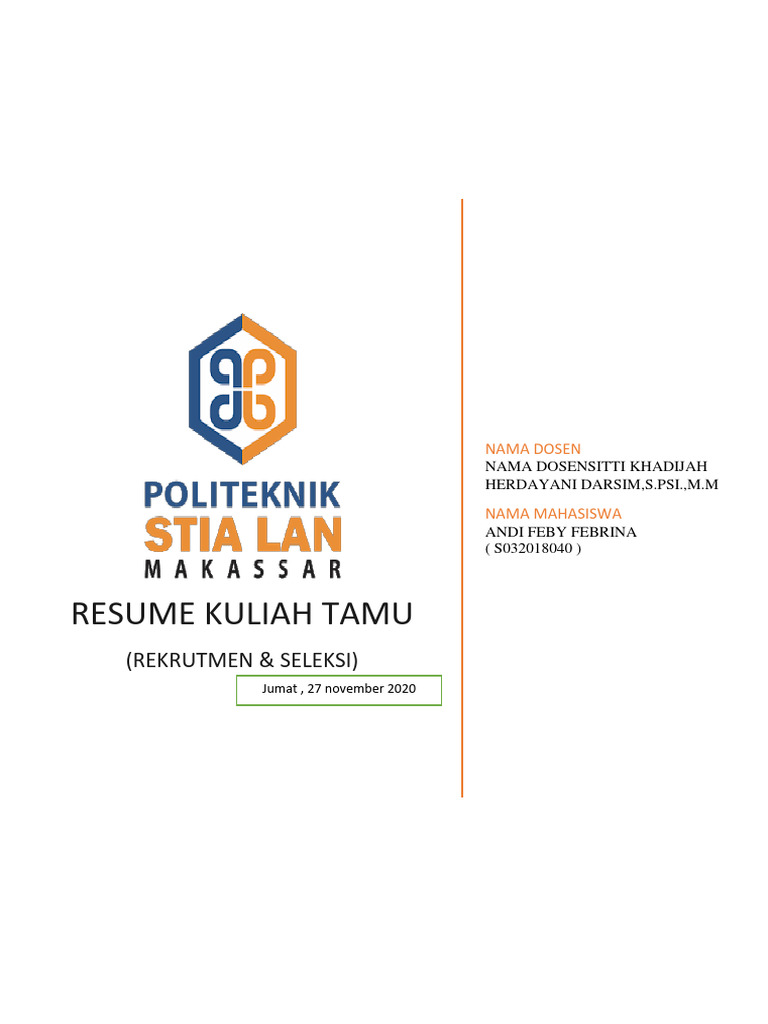 Resume Kuliah Tamu | PDF | Karier & Perkembangan