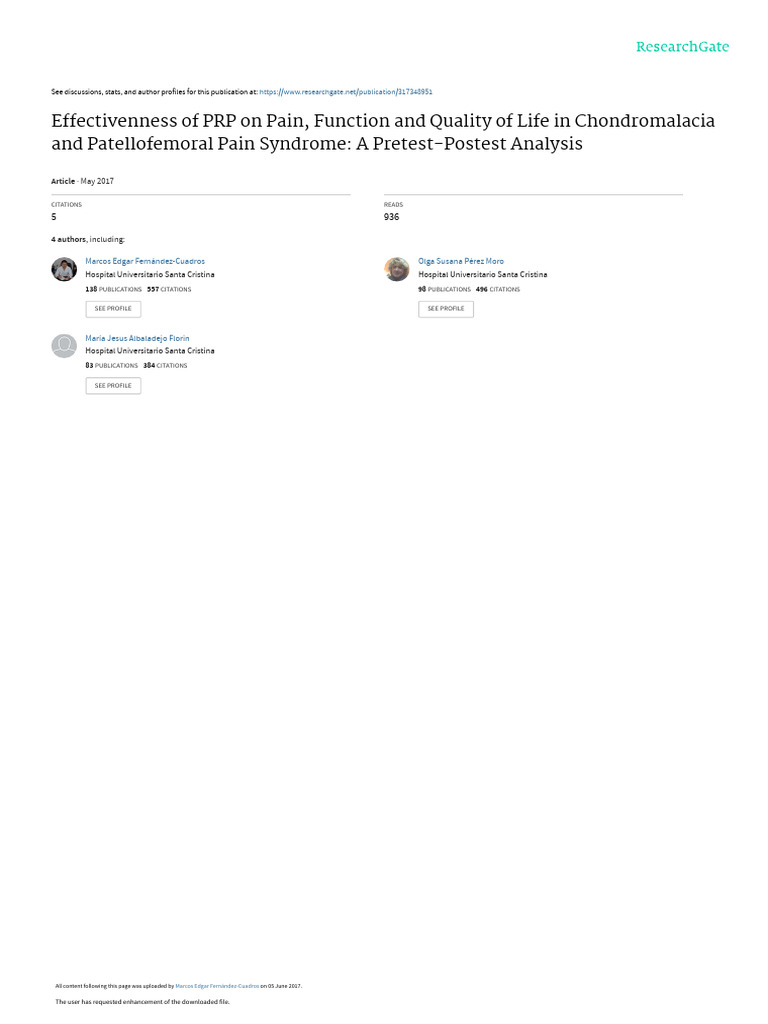 Effectivenness of PRP On Pain, Function and | PDF | Medical Specialties ...