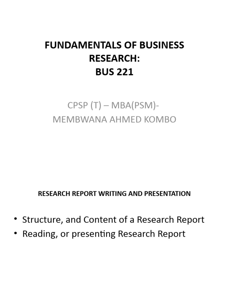 Business Research Report Writing Guide | PDF | Data Analysis | Methodology