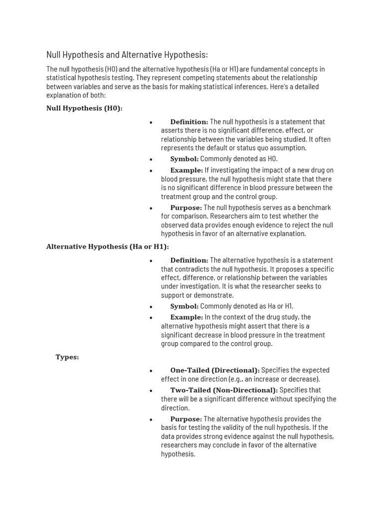 Null Hypothesis and Alternative Hypothesis | PDF | Null Hypothesis | Hypothesis
