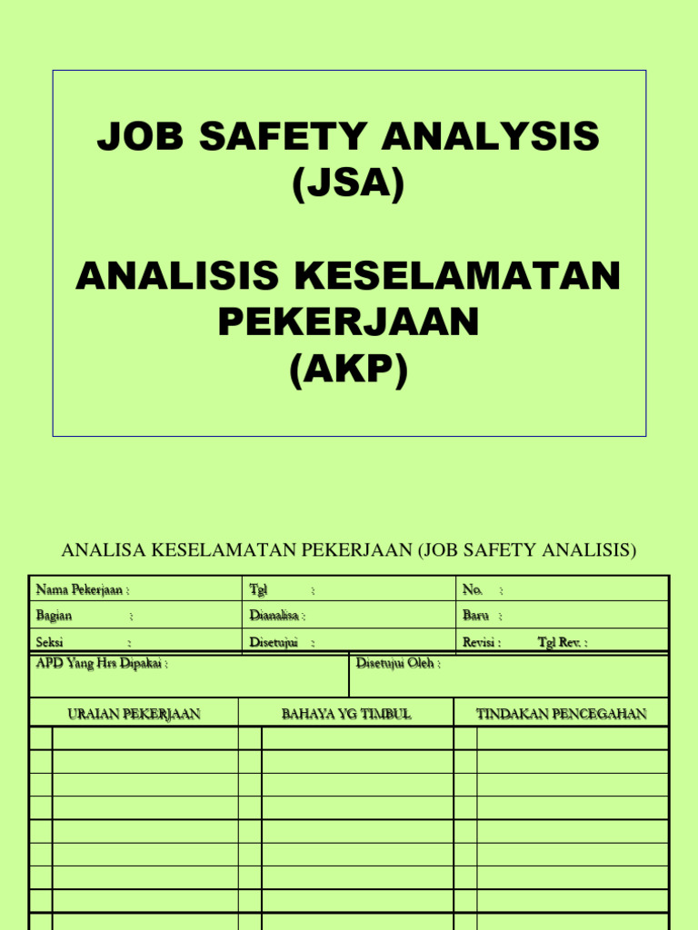 Analisis Keselamatan Pekerjaan (JSA) | PDF