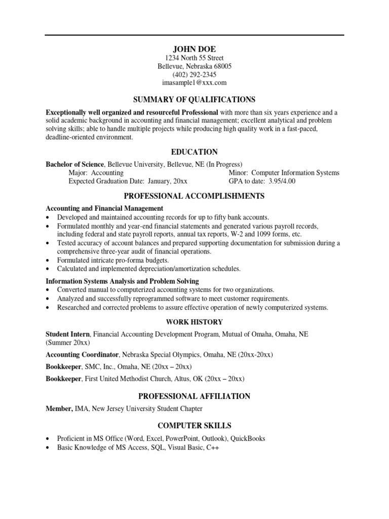 Basic Resume Examples 1 | PDF | Accounting | Bookkeeping