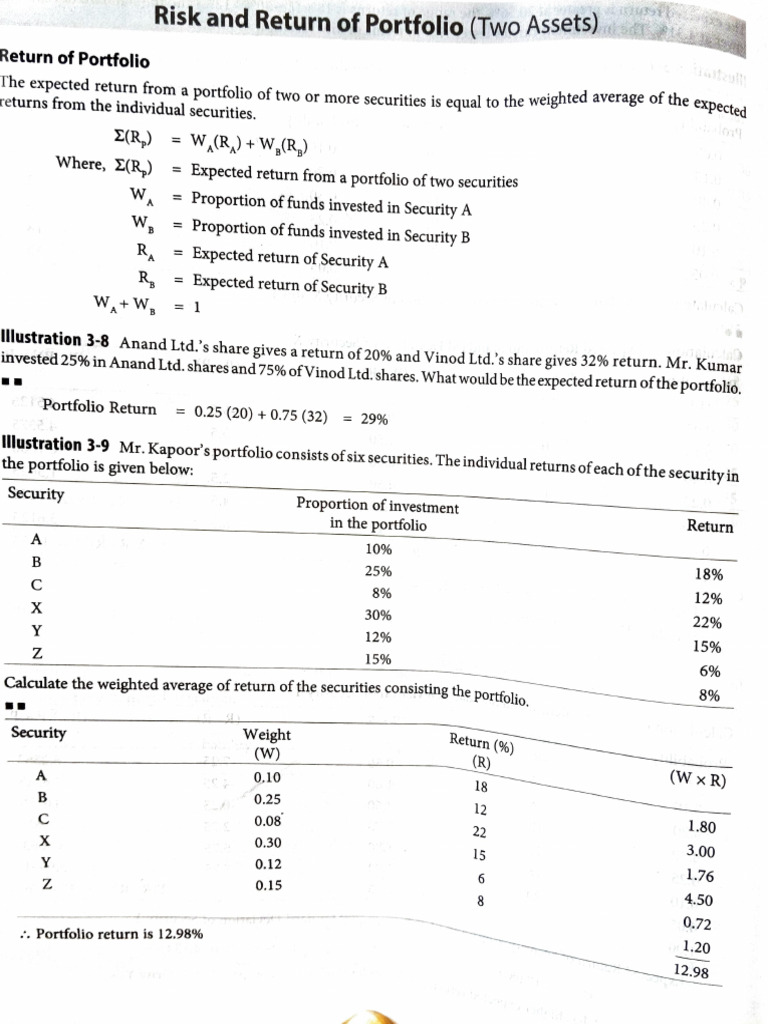 Portfolio return and risk | PDF | Portfolio (Finance) | Standard Deviation