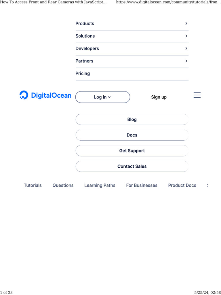 How To Access Front and Rear Cameras With JavaScript's GetUserMedia DigitalOcean | PDF ...