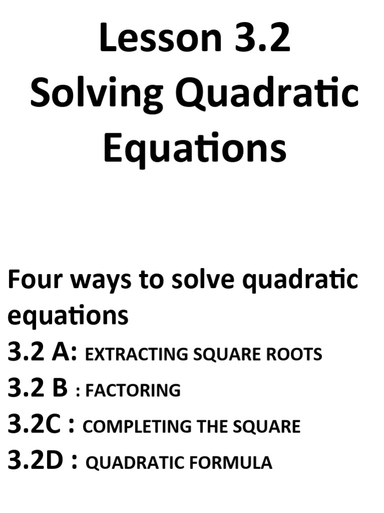 Solving QE (Extracting and Factoring) | PDF | Quadratic Equation ...