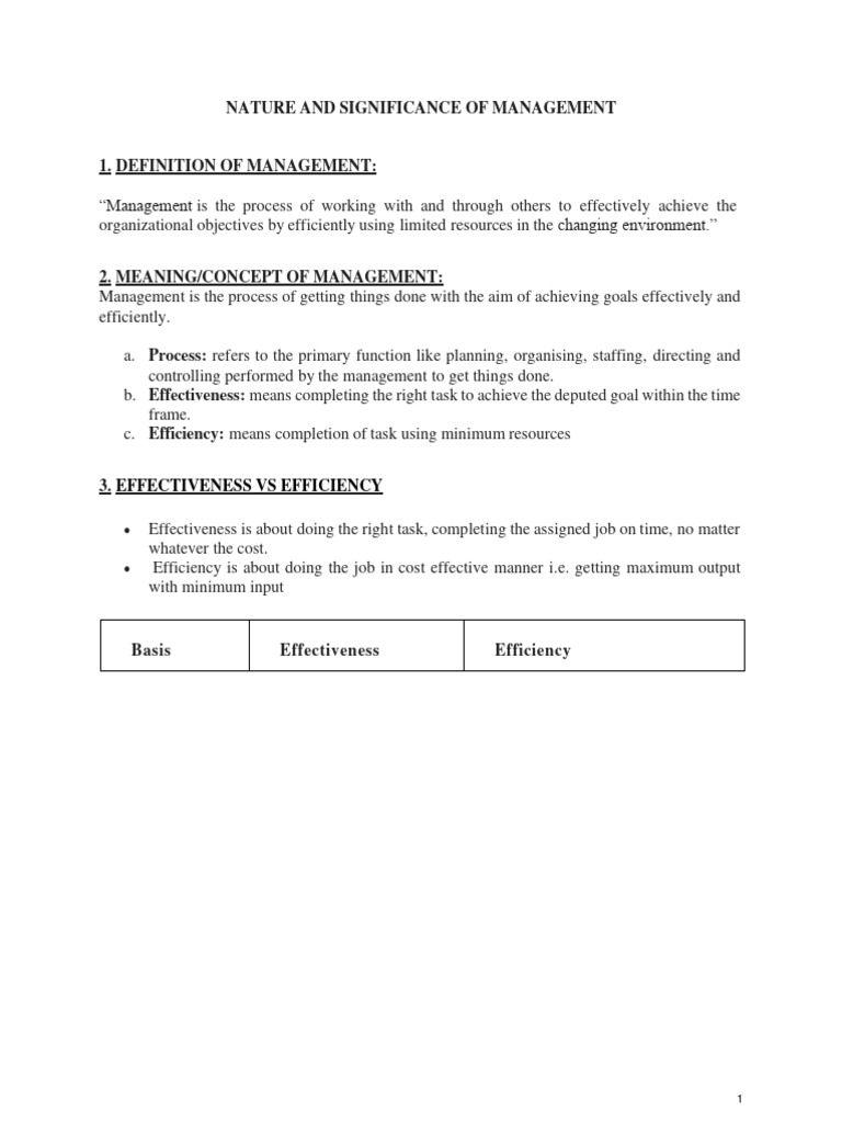 Nature and Significance of Management | PDF | Employment | Profession