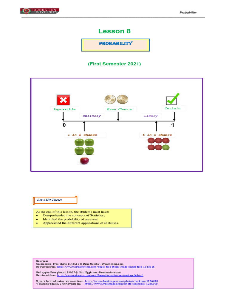 Lesson 8 (Probability) | PDF | Probability | Odds