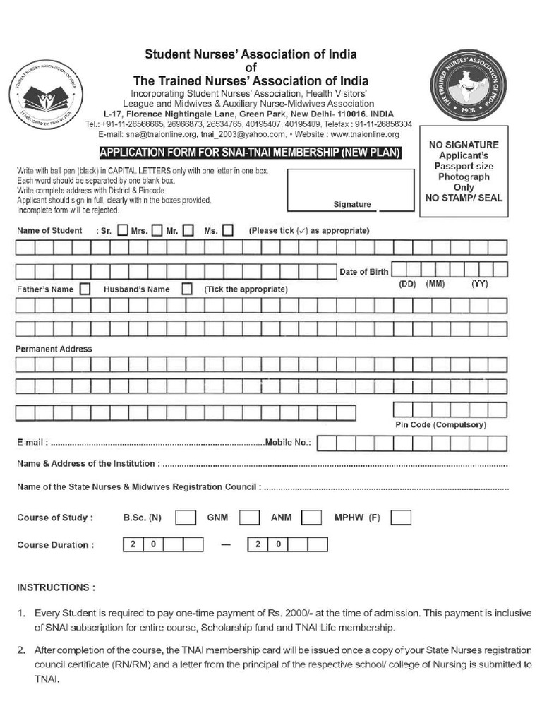 Student SNA Nembership form | PDF