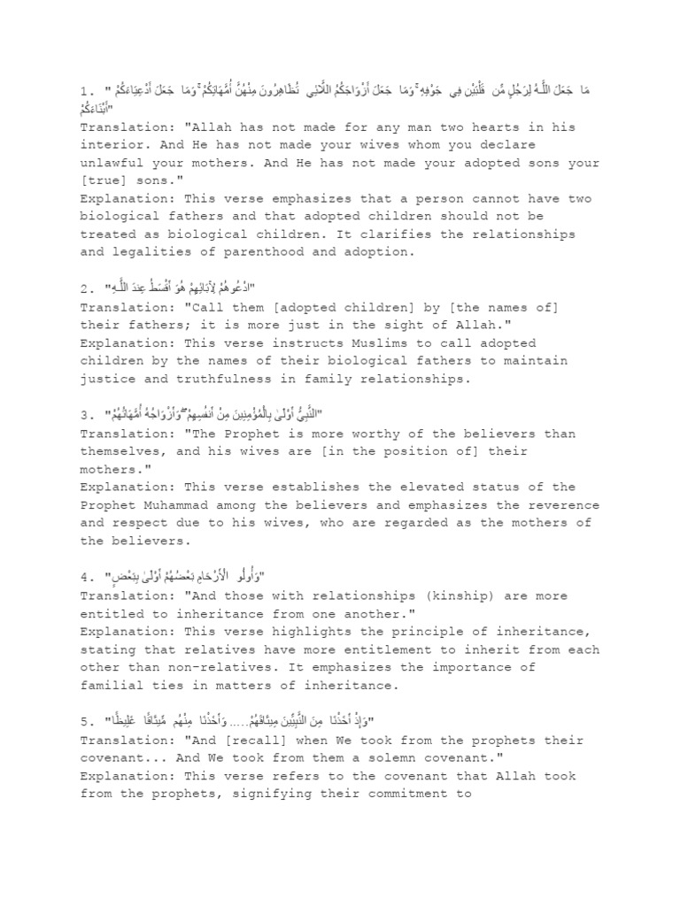 Islmaic Ut1 Arabic Verses Explanation | PDF | Prophets And Messengers ...