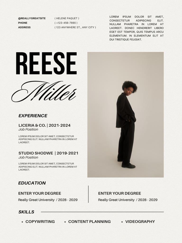 Beige Modern Minimal Ugc Content Creator Creative CV Resume | PDF