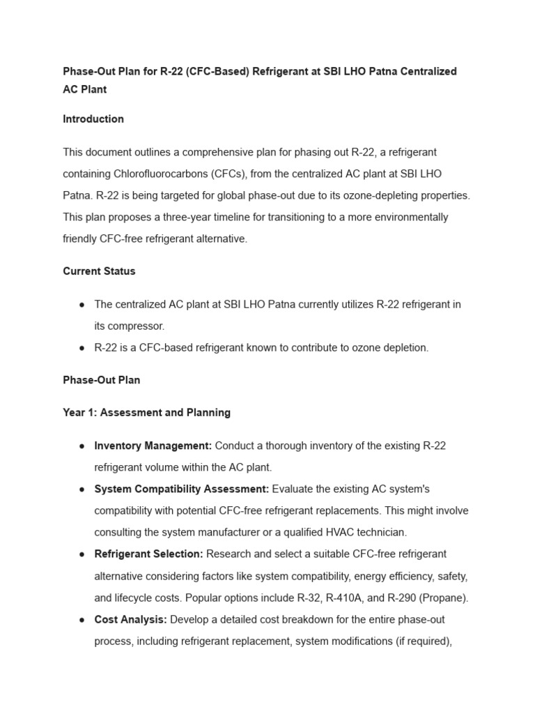 Phase-Out Plan For R-22 | PDF | Chlorofluorocarbon | Engineering ...