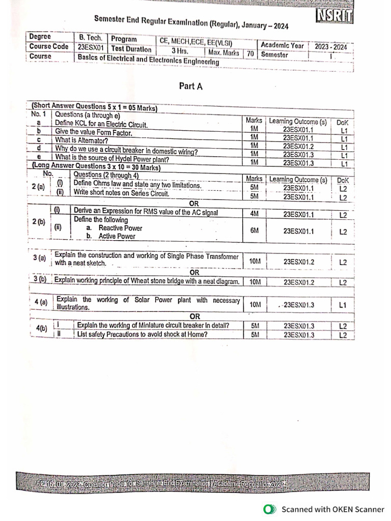 Beee Model Papers | PDF