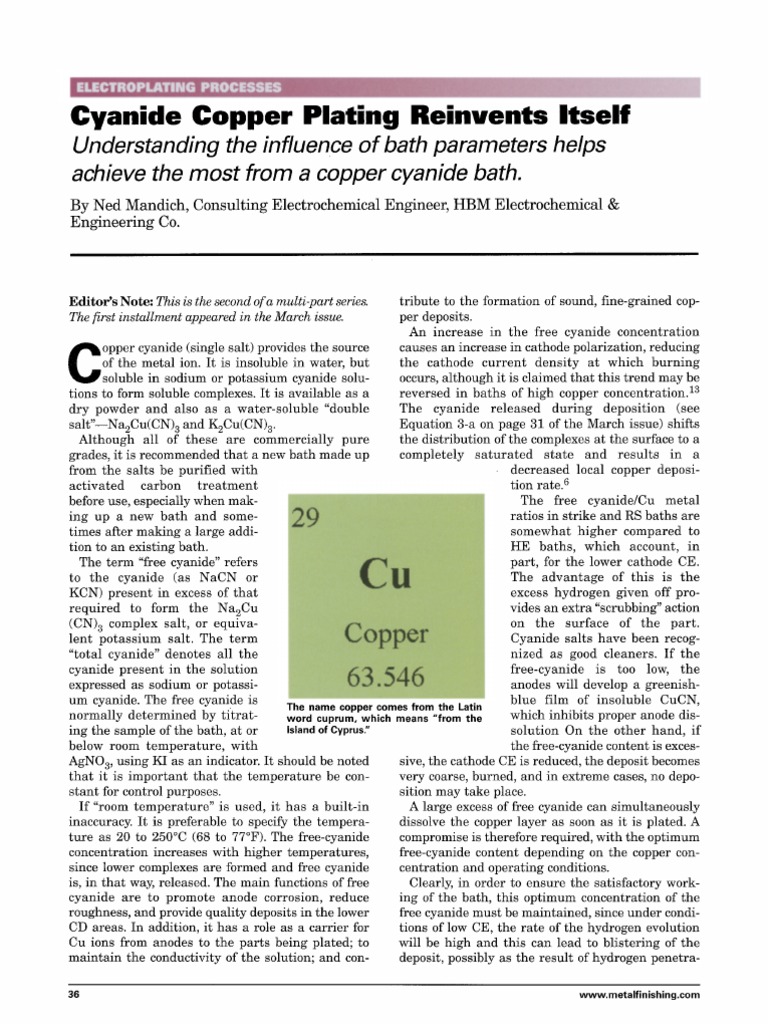 Cyanide Copper Plating Reinvents Itself | PDF | Potassium | Diet ...