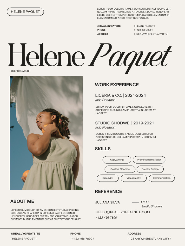 Beige Aesthetic ModernUgc Content Creator Creative CV Resume | PDF | Communication Design