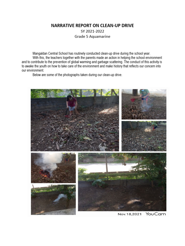 Grade 5 Clean-Up Drive Report 2021-2022 | PDF
