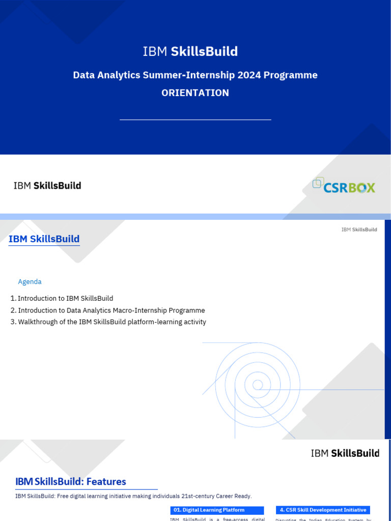 Orientation Deck I IBM Data Analytics Internship | PDF | Machine Learning | Design Thinking