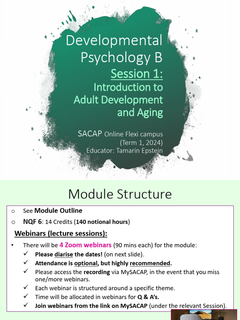 Dev Psych B Session 1 Slides | PDF | Cardiovascular Diseases | Ageing