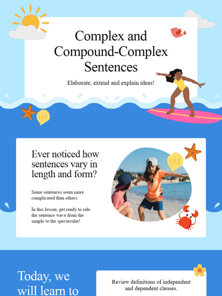 Complex and Compound-Complex Sentences Education Presentation in Blue ...