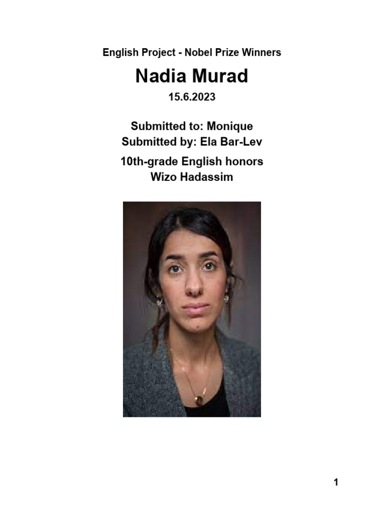 English Project - Nadia Murad | PDF | Nobel Prize