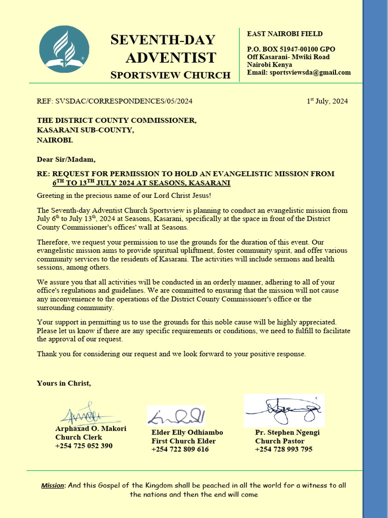 DCC Letter For The Seasons Evangelistic Mission | PDF | Christian New Religious Movements ...