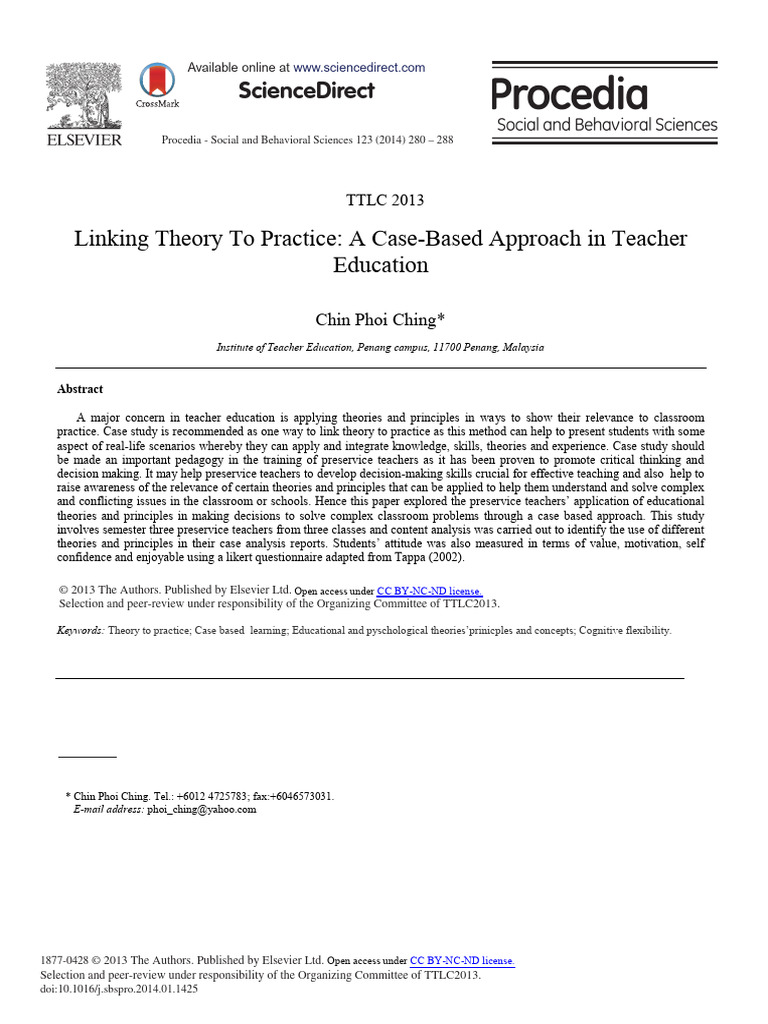 3-Linking Theory To Practice A Case-Based Approach I | PDF | Teachers ...