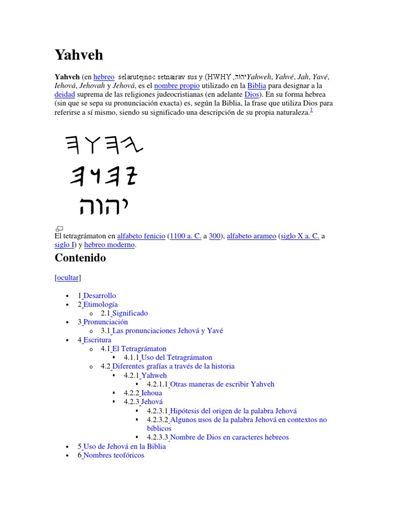 Yahveh | PDF | Tetragrammaton | Biblia