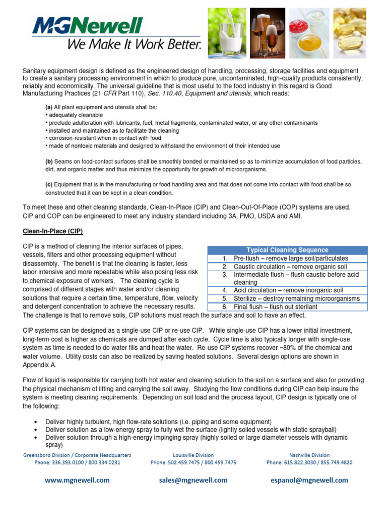 CIP and COP Systems in Food Industry | PDF | Pump | Flow Measurement