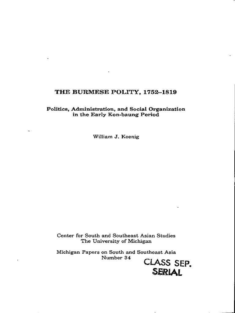 Koenig-Burmese Polity-Kon Baung Period | PDF | Myanmar