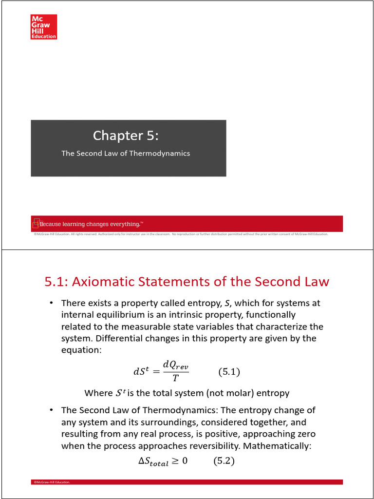 Ch05 - 8e - The Second Law of Thermodynamics - 240312 - 150508 | PDF | Heat | Entropy