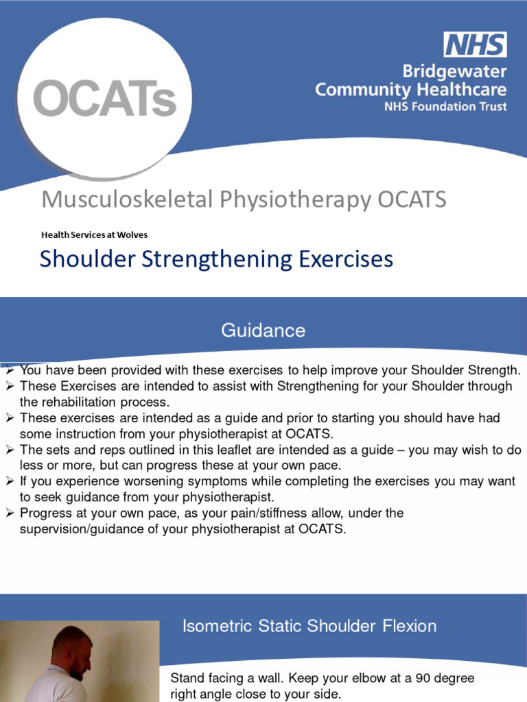 Shoulder Strengthening Exercises Patient Advice Sheet | PDF ...