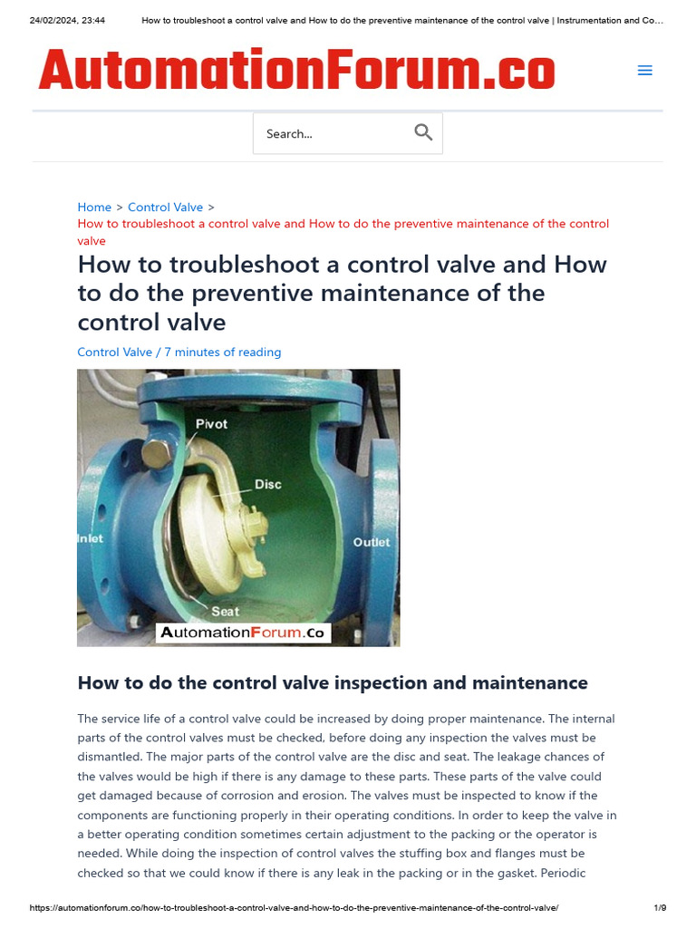 How To Troubleshoot A Control Valve and How To Do The Preventive ...