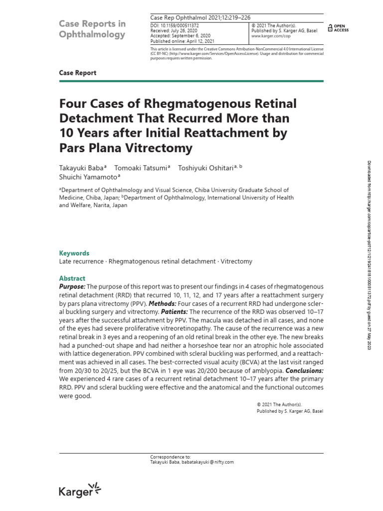 Four Cases of Rhegmatogenous Retinal Detachment That Recurred More Than ...