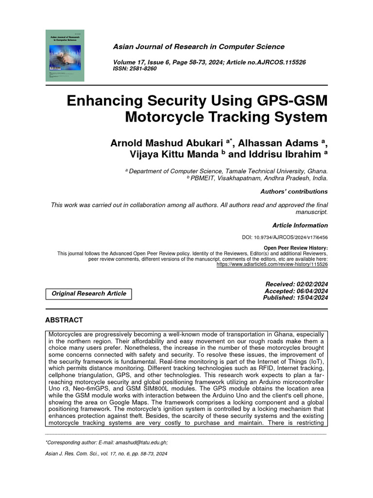 Enhancing Security Using GPS GSM Motorcycle Tracking System | PDF ... Enhancing Security Using GPS GSM Motorcycle Tracking System | PDF ...