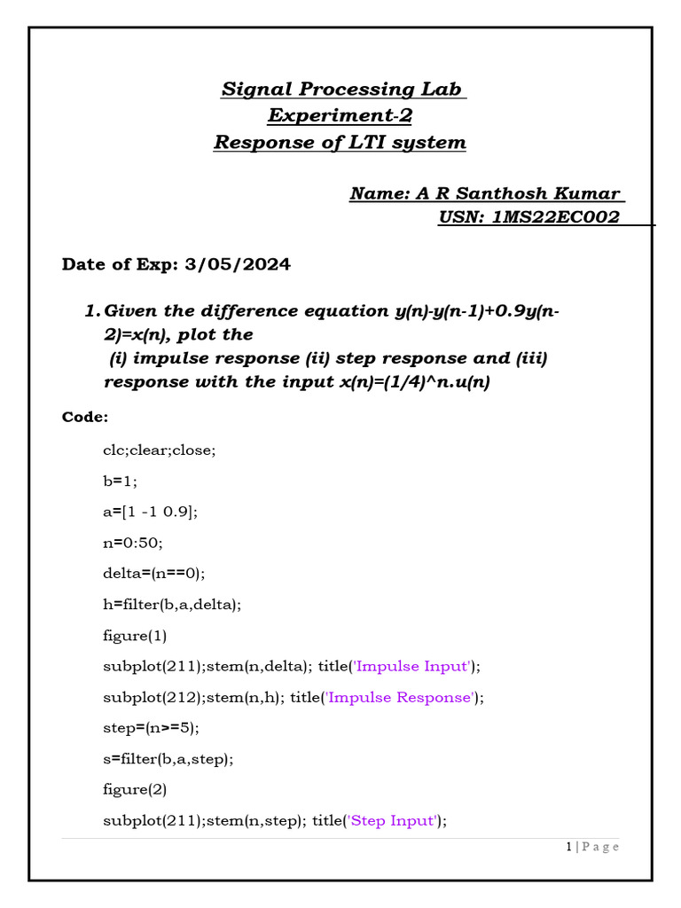 SP 2 | PDF | Convolution | Electronics