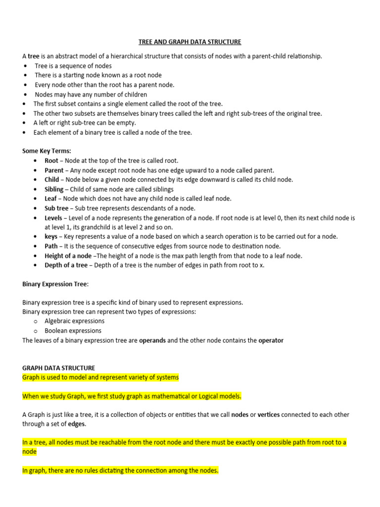 Tree And Graph Data Structure Pdf Theoretical Computer Science Algorithms And Data Structures