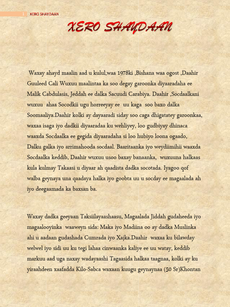 @somalibooks Xero Shaydaan | PDF
